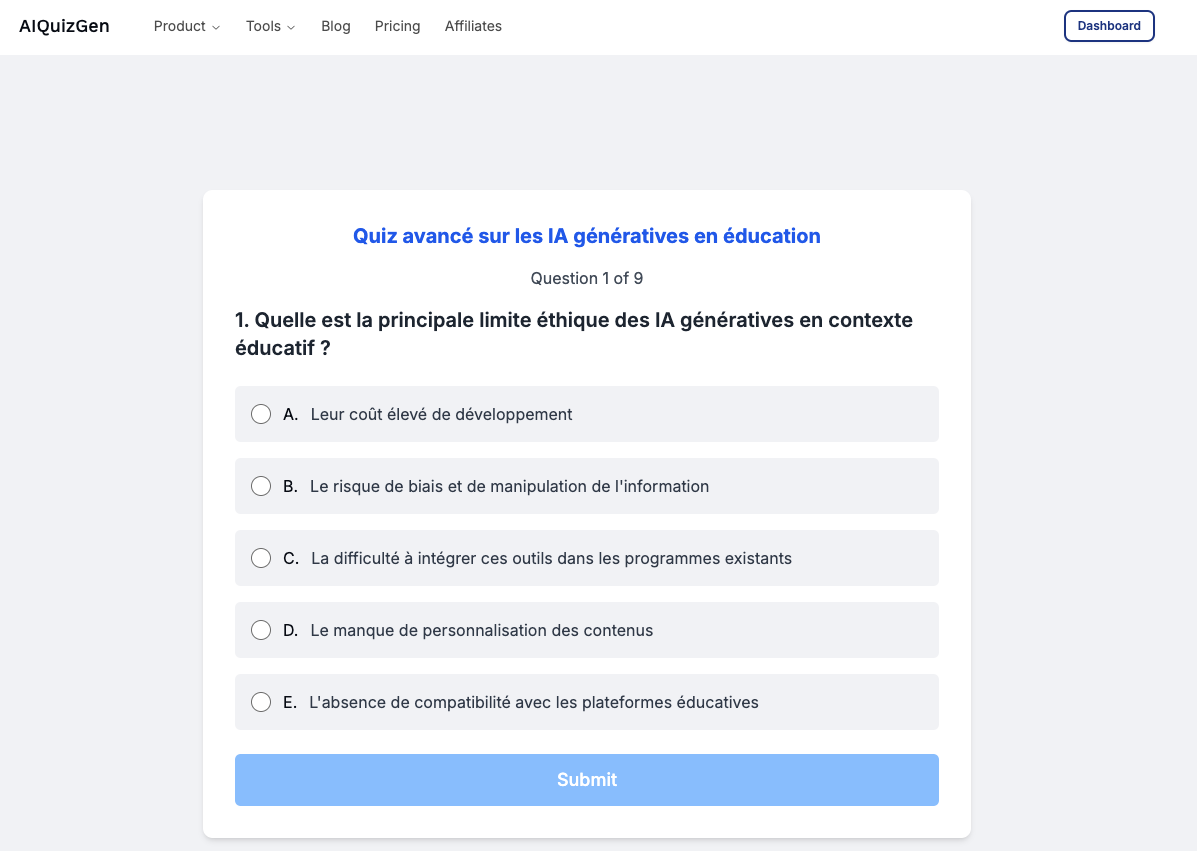 AiQuizGen - Une IA par jour